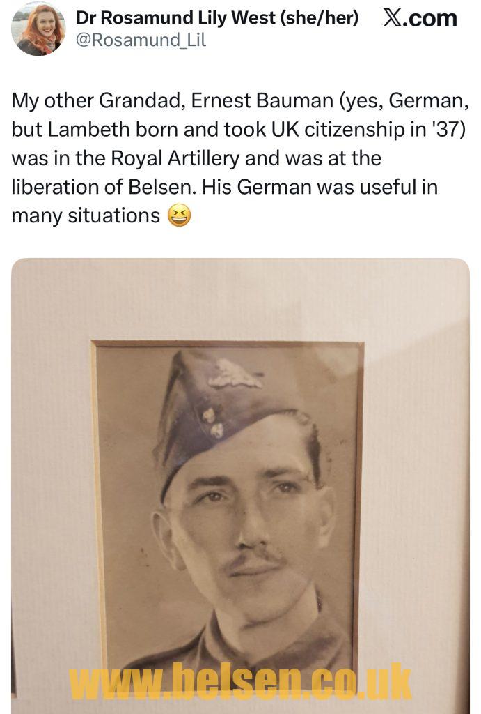 Ernest Bauman - Royal Artillery - Bergen Belsen Concentration Camp