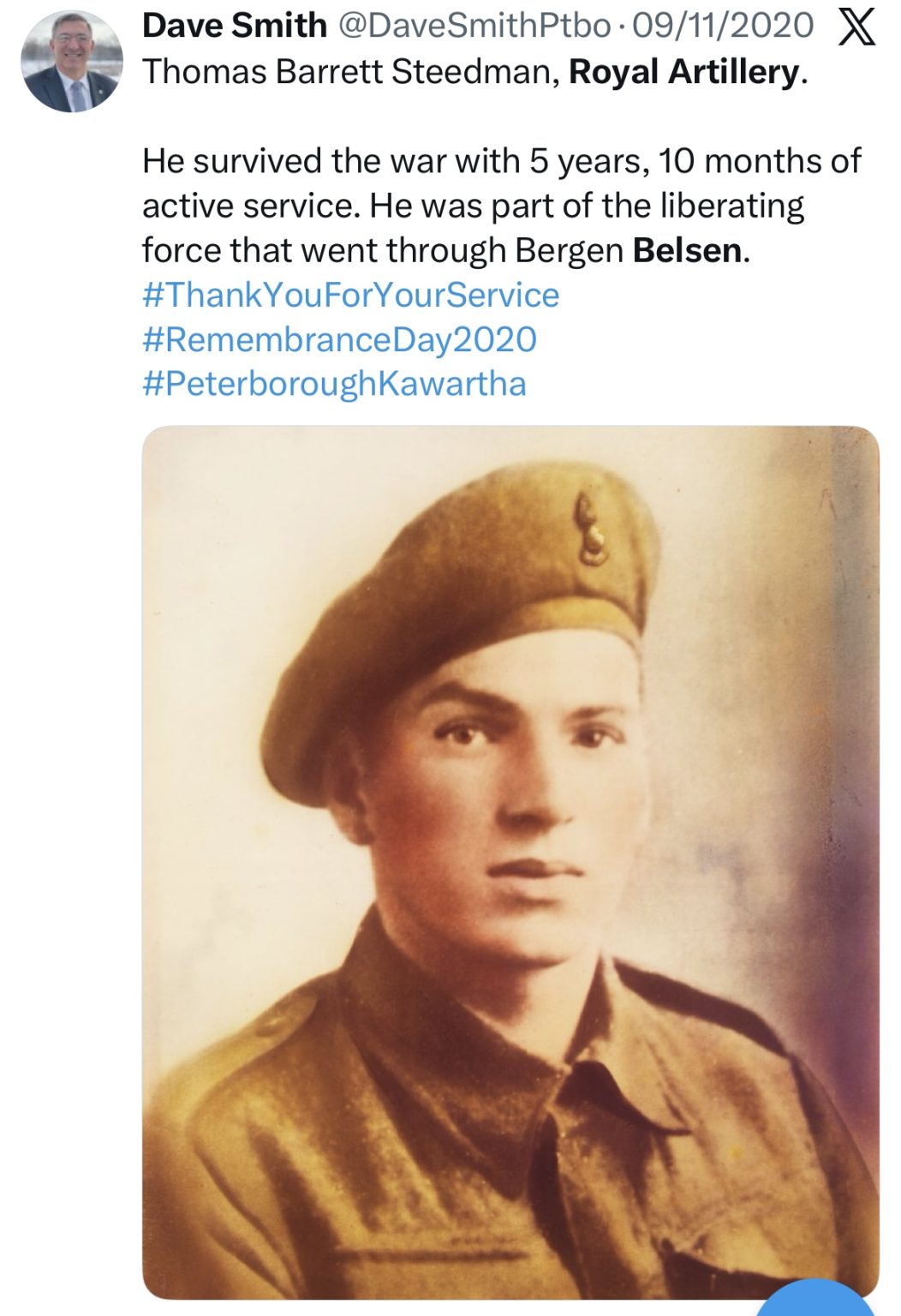 Thomas Steedman - Royal Artillery - Bergen Belsen Concentration Camp