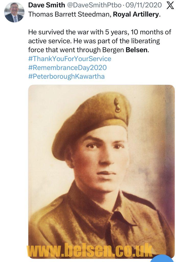 Thomas Steedman - Royal Artillery - Bergen Belsen Concentration Camp